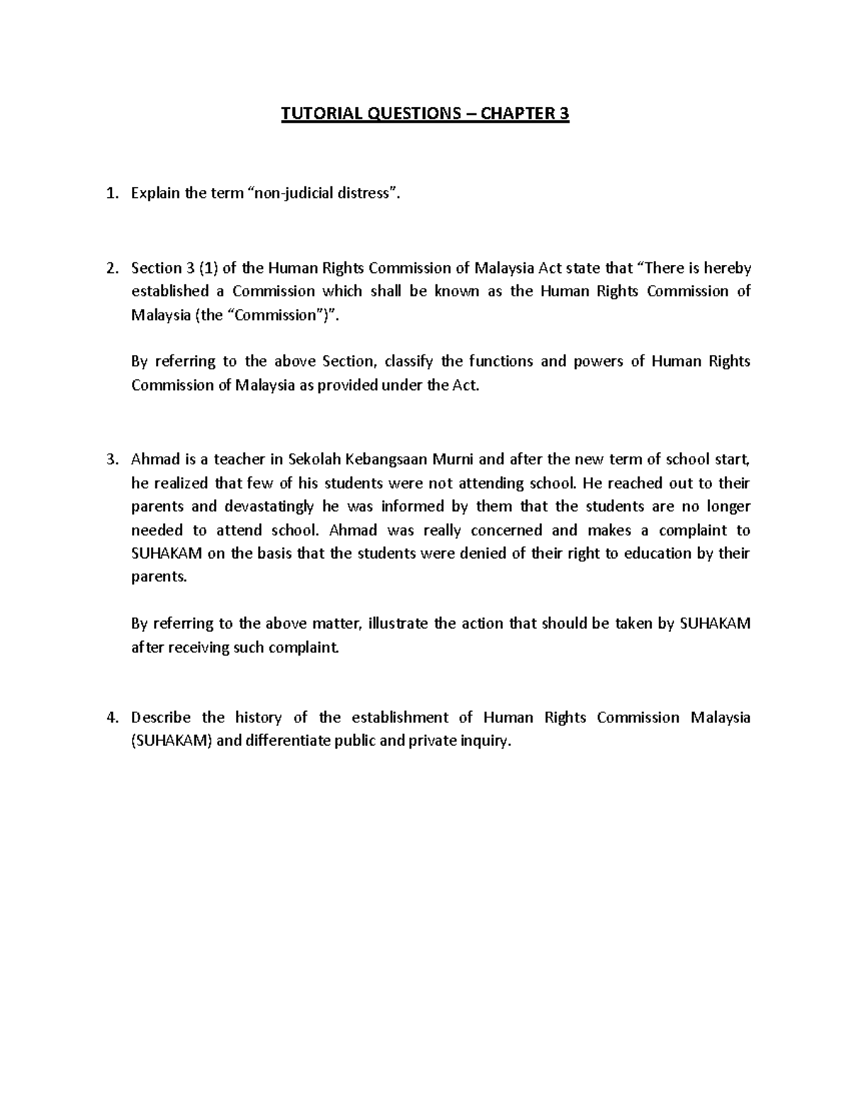 Tutorial Questions - Chap 3 - TUTORIAL QUESTIONS – CHAPTER 3 Explain ...