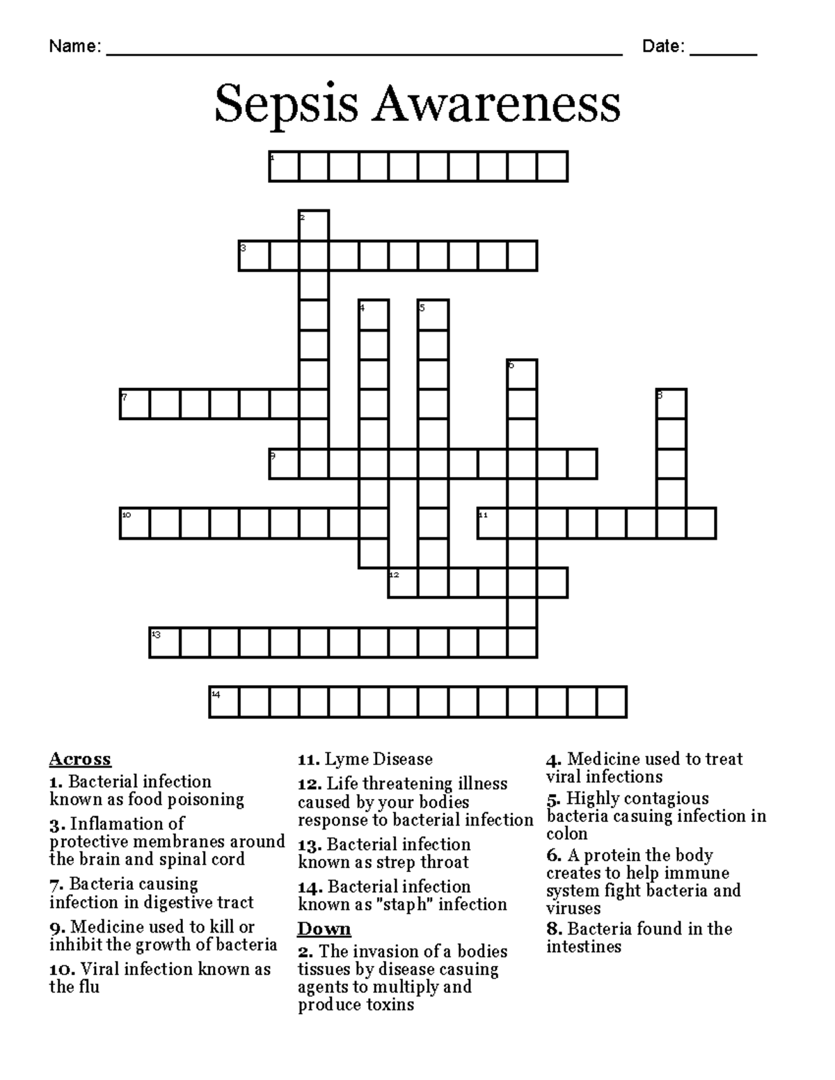 Sepsis crossword-1 - Name ...