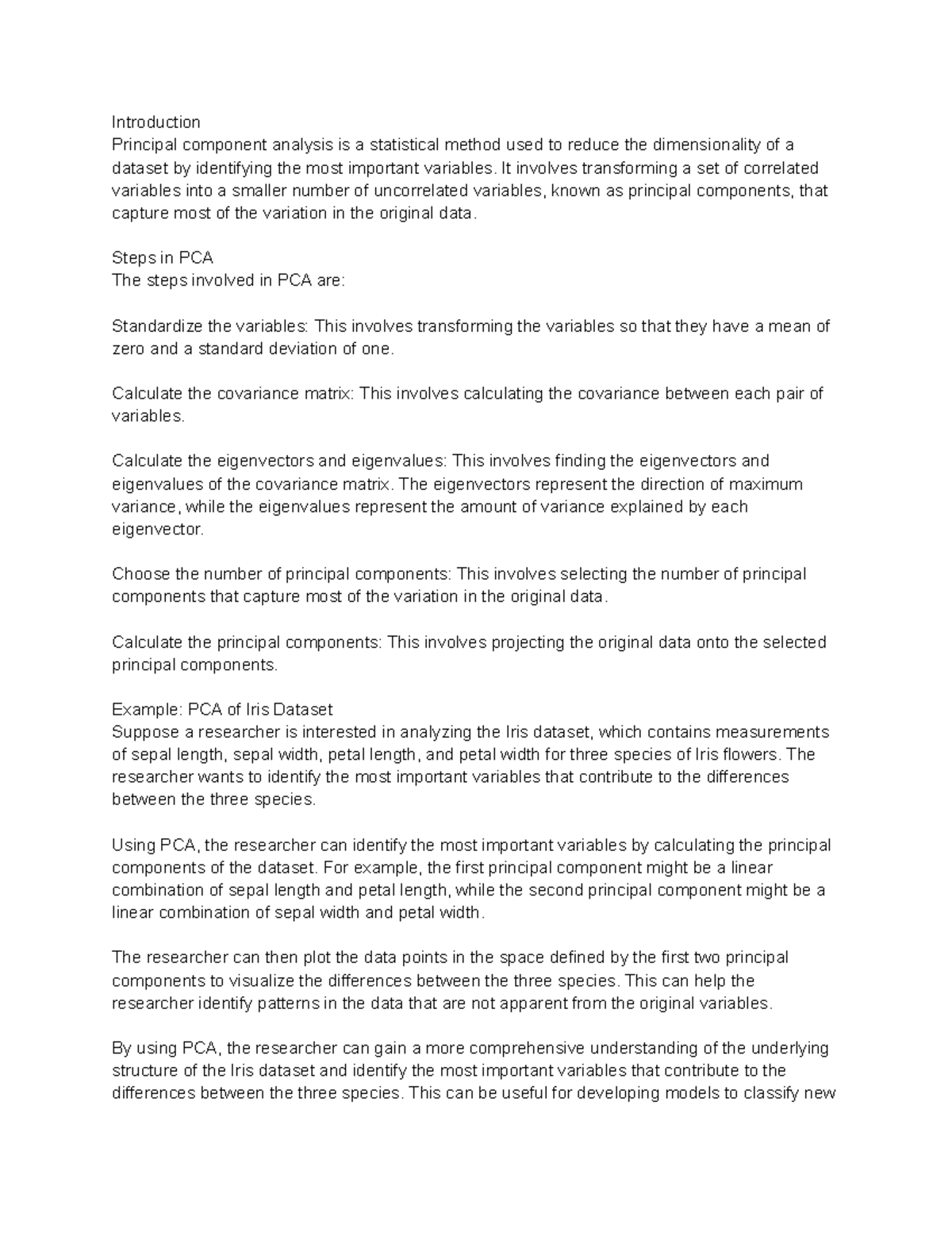 Principal component analysis notes - Introduction Principal component ...