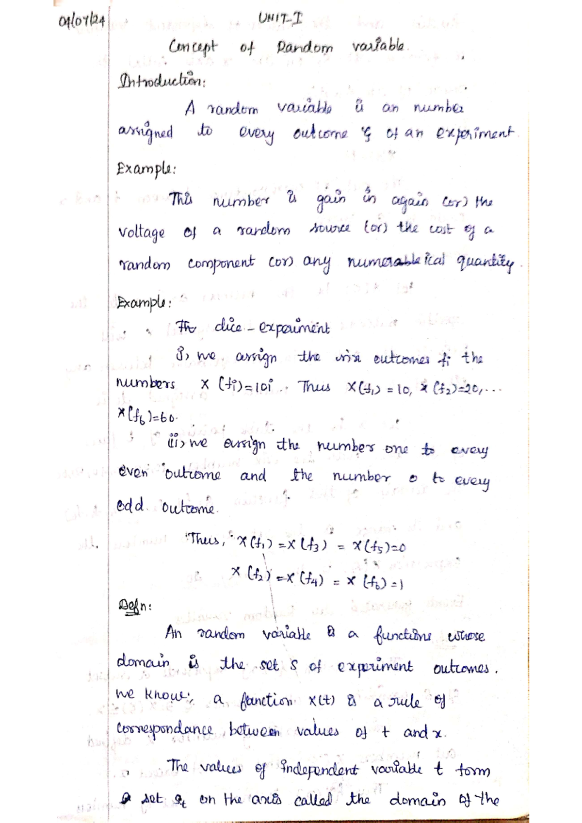 Industrial statistics - Concept of Random variable Introduction: A ...