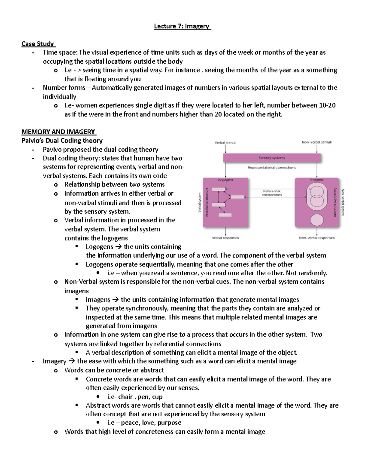 Lecture 7- Imagery notes - Lecture 7: Imagery Case Study - Time space ...