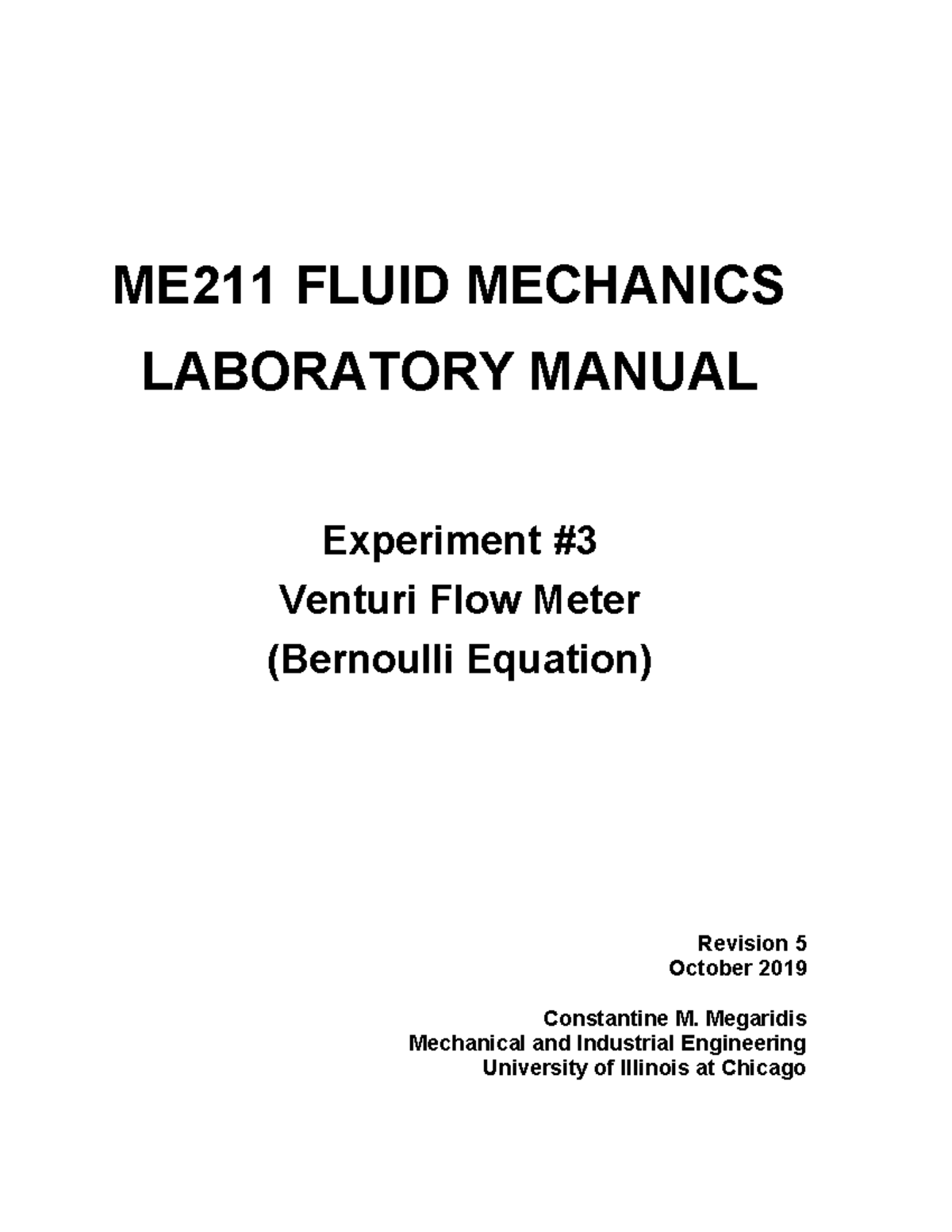 Lab3 Flow Metering Device - ME211 FLUID MECHANICS LABORATORY MANUAL ...