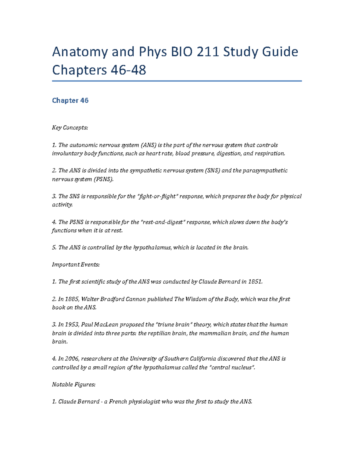 Anatomy and Phys BIO 211 Study Guide Chapters 46-48 - Anatomy and Phys BIO 211 Study Guide ...
