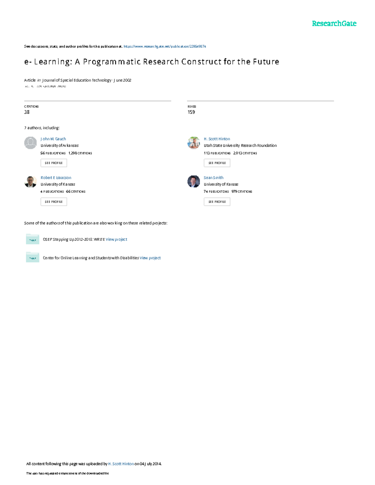 E-Learning A Programmatic Research Construct for t - See discussions ...