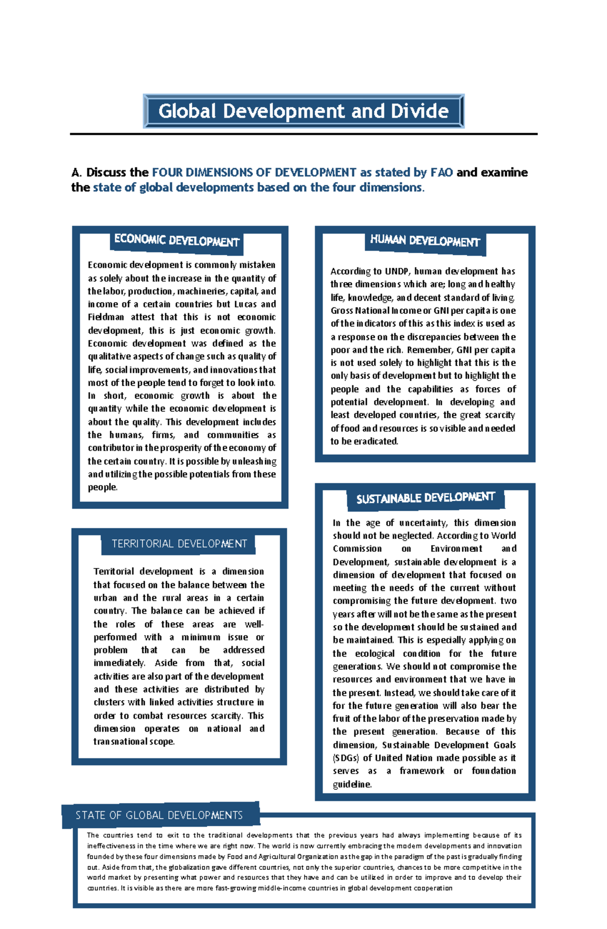 Global Development and Divide - The Contemporary World - Global Development and Divide A ...