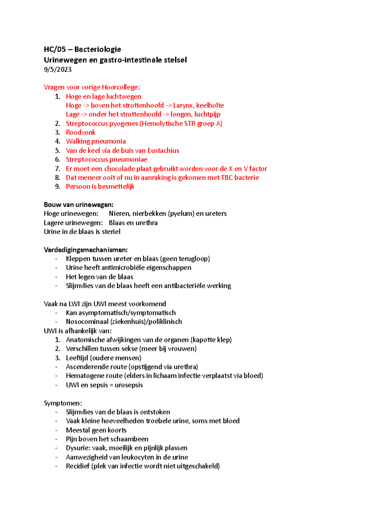 HC:05 Urinewegen, maagdarmstelsel - HC/05 – Bacteriologie Urinewegen en ...