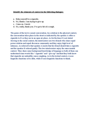 Discourse Analysis Exercises - Chapter One - Overview Exercise 1 Read ...