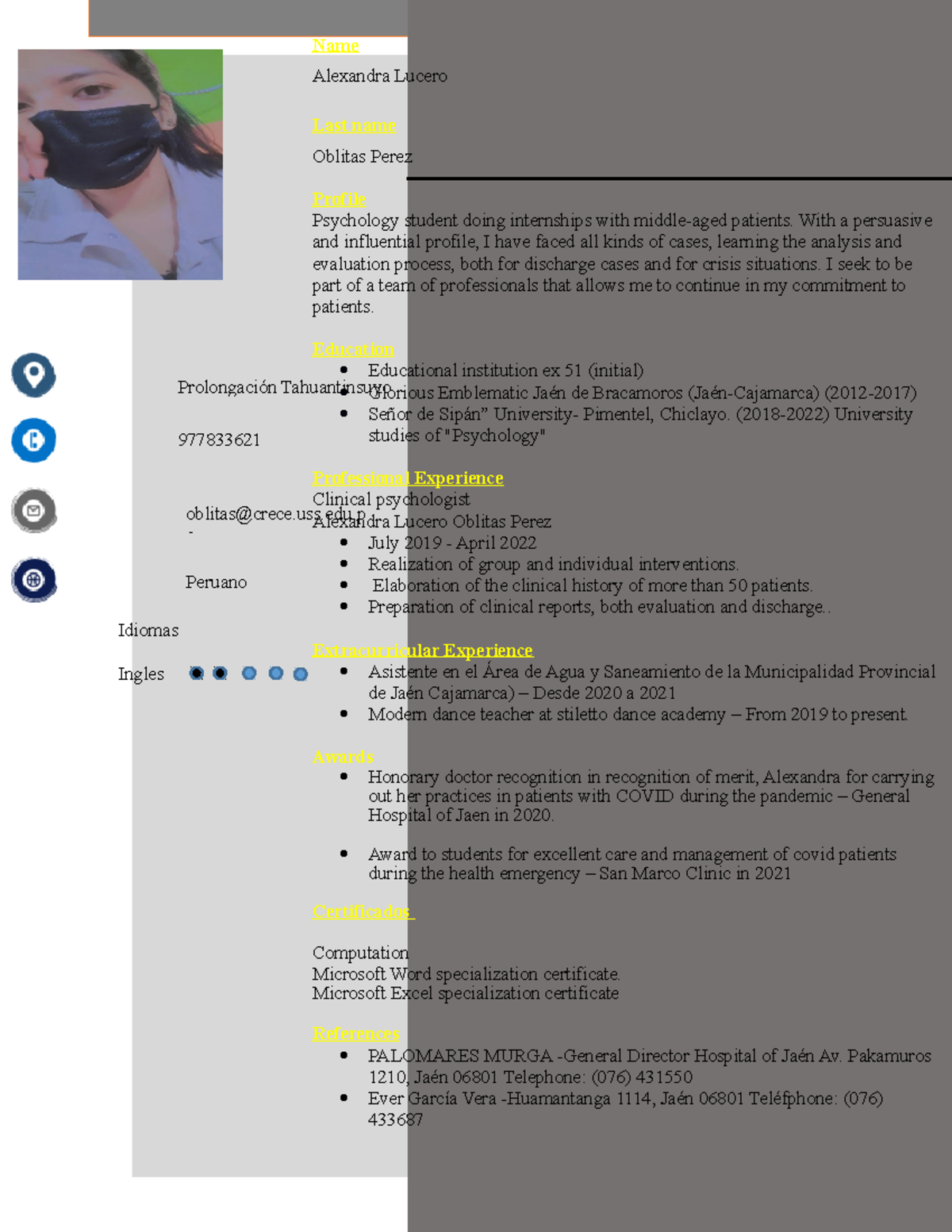 Oblitas Perez PF I2 - TRABAJO DE PSICOLOGIA PA1 CC - Name Alexandra Lucero Last name Oblitas ...