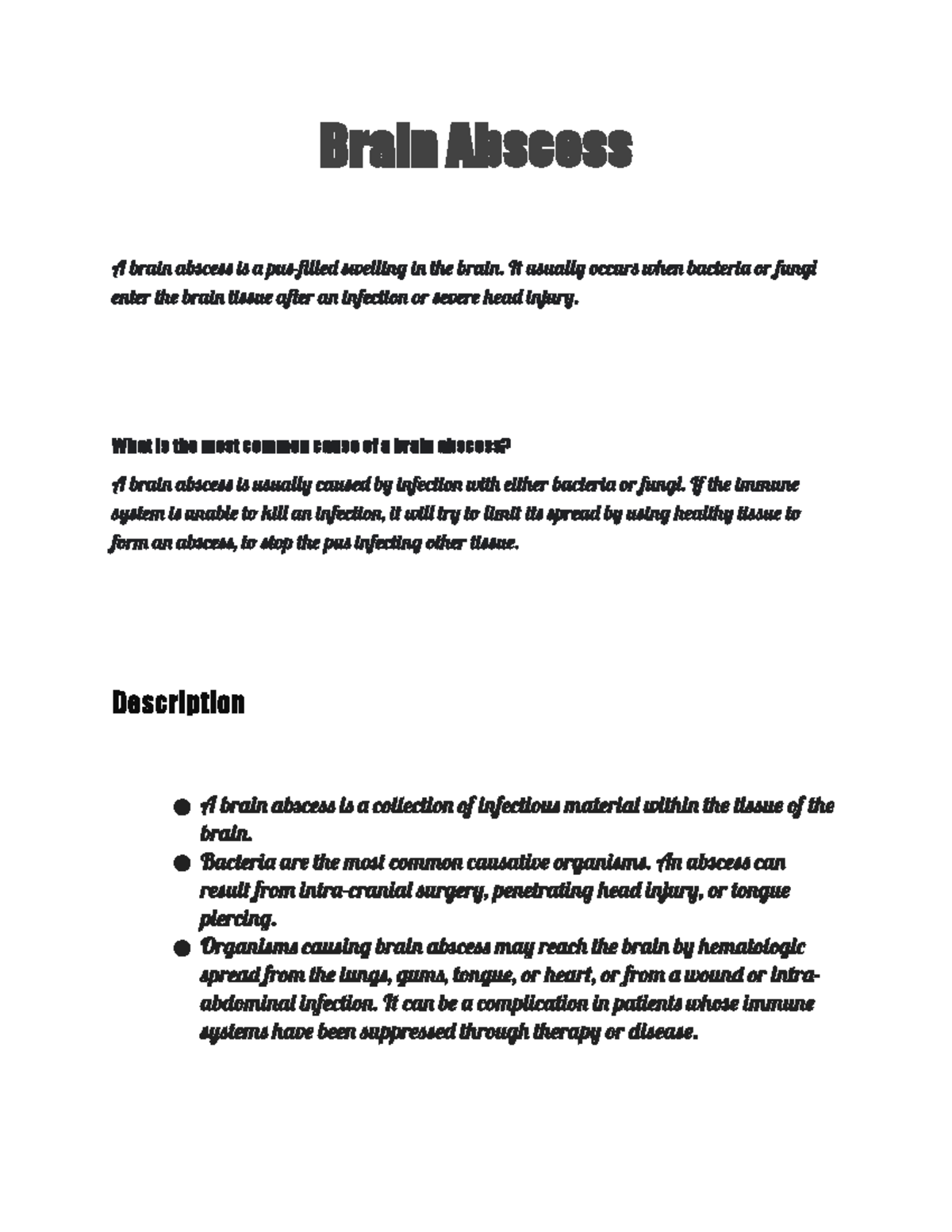 Brain Abscess - Nursing student review it now - Brain Abscess A brain ...