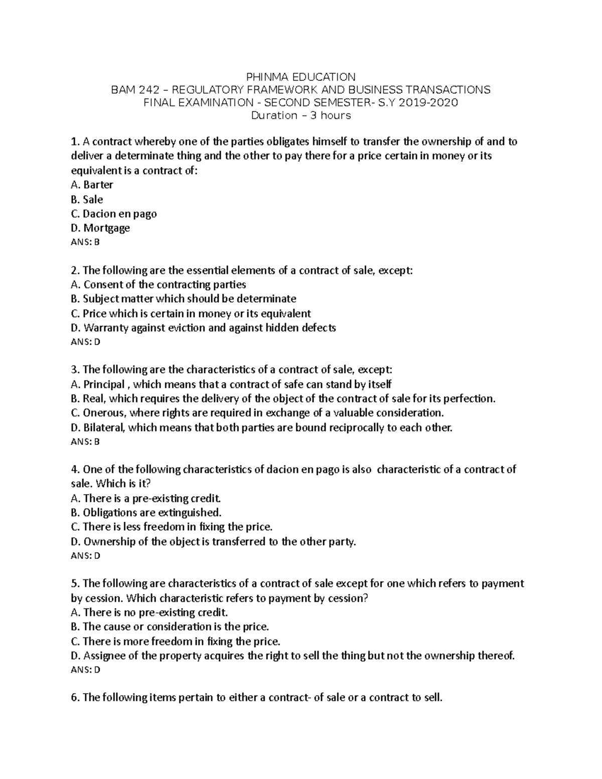 BAM 242 Reviewer 1 - God Bless - PHINMA EDUCATION BAM 242 – REGULATORY ...