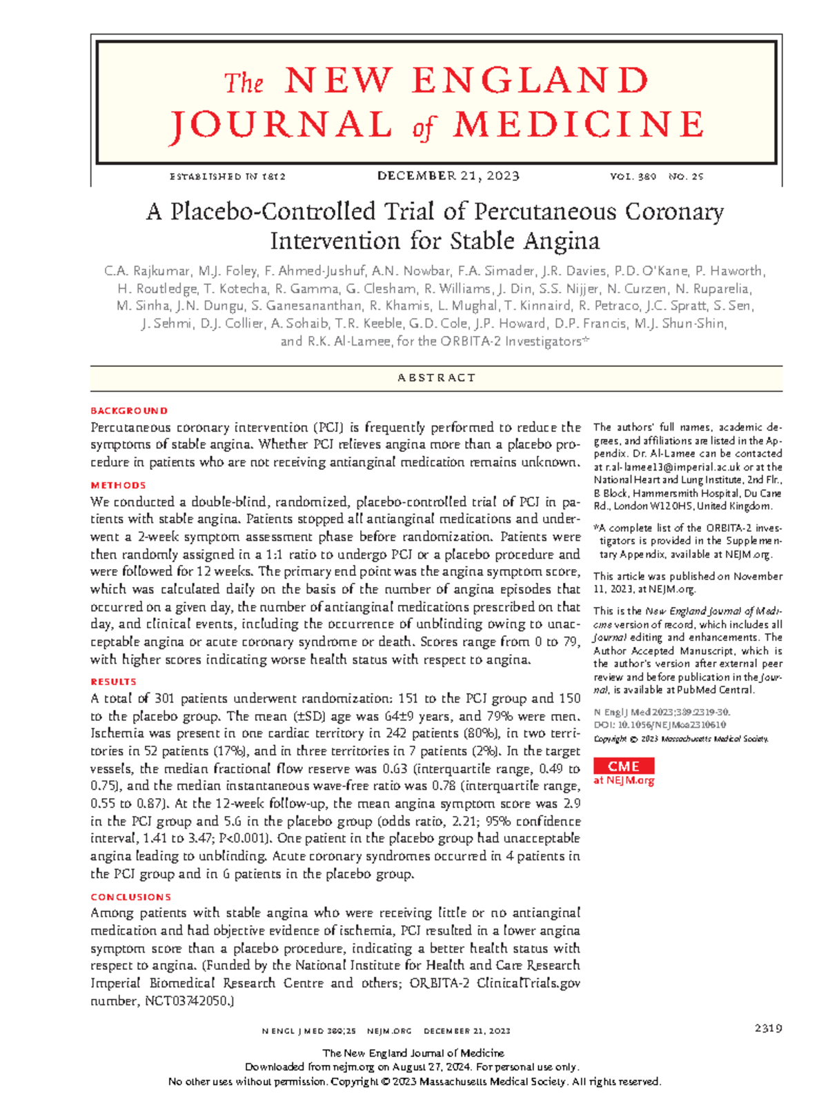 NEJMoa 2310610 - Artículo - n engl j med 389;25 nejm December 21, 2023 ...