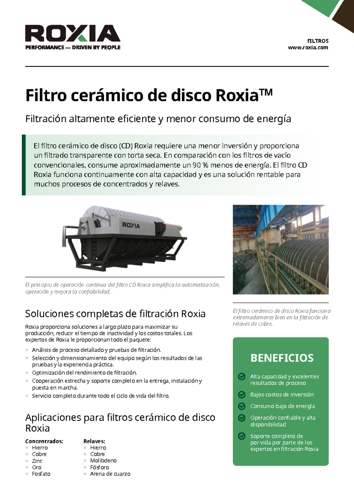 Ceramic Disc Filter Leaflet Roxia ES - Filtro cerámico de disco Roxia ...
