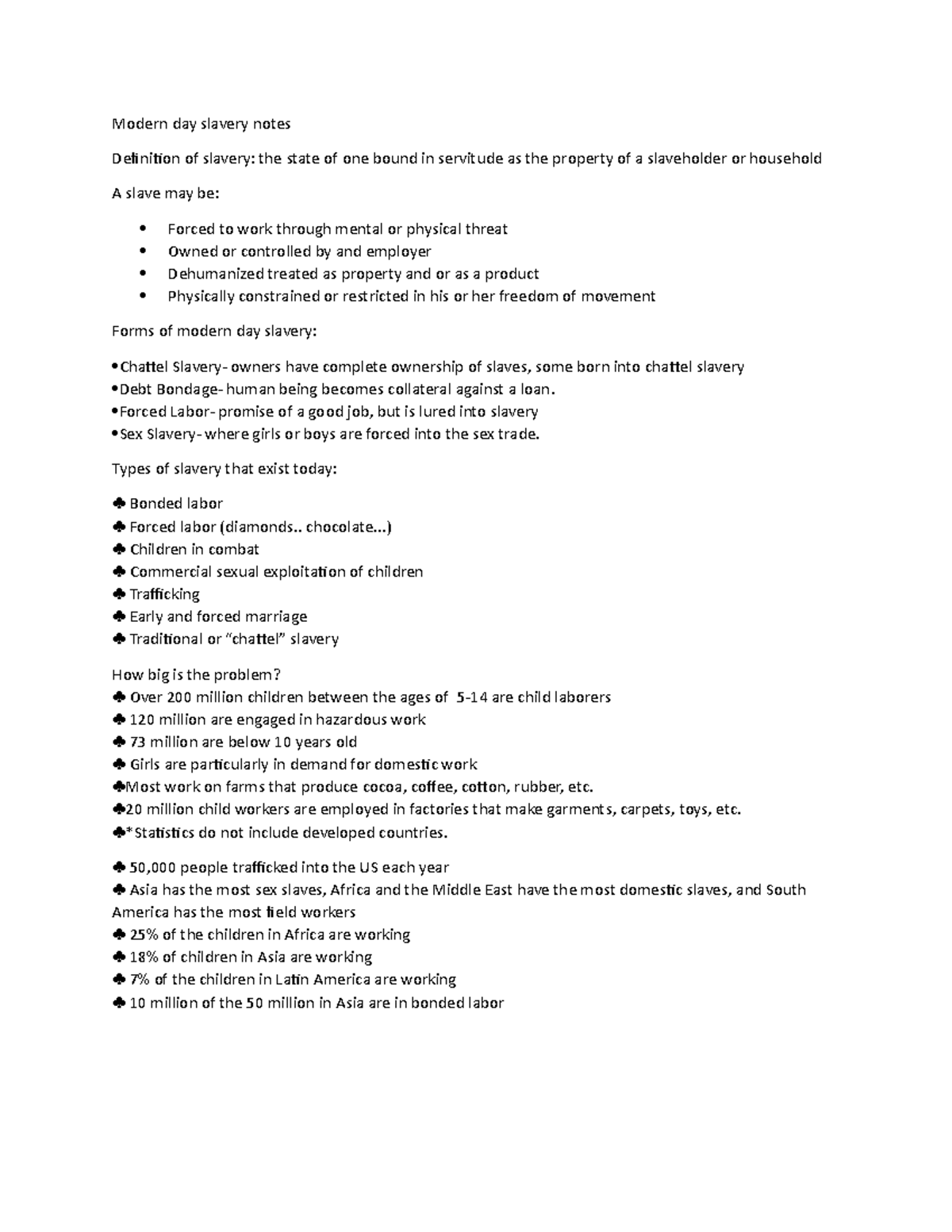 Modern day slavery notes - Modern day slavery notes Definition of ...