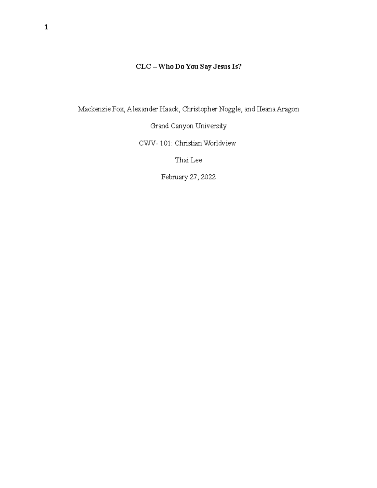 CWV-101 CLC Who Do You Say Jesus Is - CLC – Who Do You Say Jesus Is ...