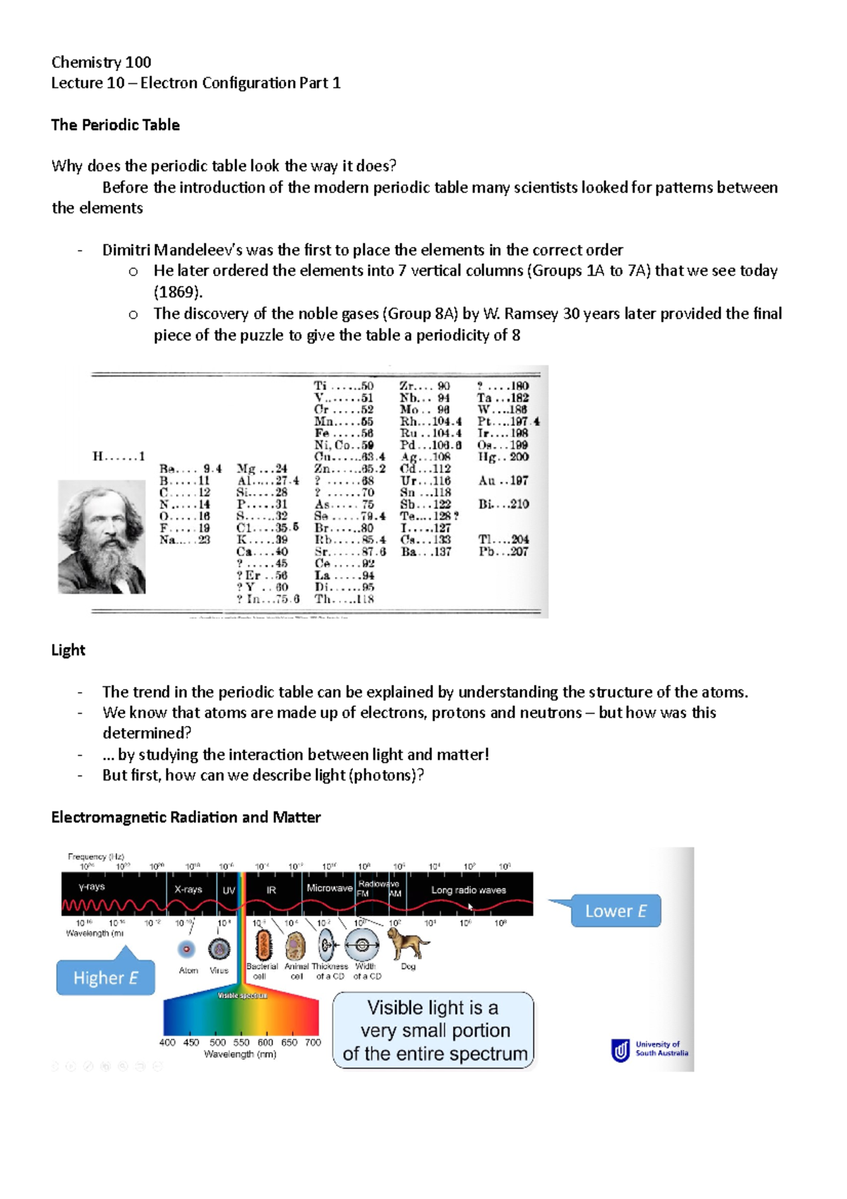 Lecture 10 Electron Configuration Chemistry 100 Lecture 10