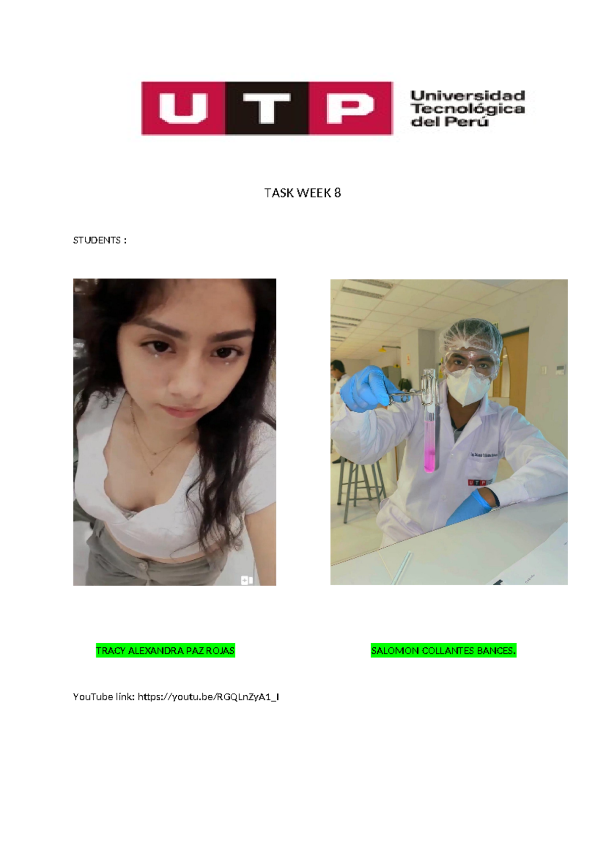 TASK WEEK8 - qwwerwre - Ingles II - TASK WEEK 8 STUDENTS : TRACY ALEXANDRA PAZ ROJAS SALOMON ...