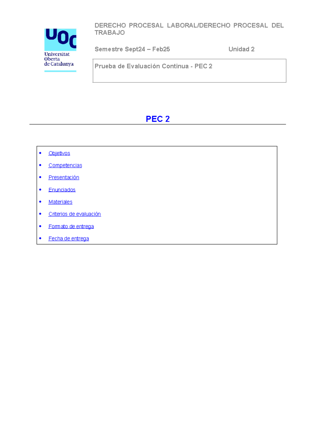 PEC2 20241-1 - PEC 2 - TRABAJO Semestre Sept24 – Feb25 Unidad 2 Prueba de Evaluación Continua ...