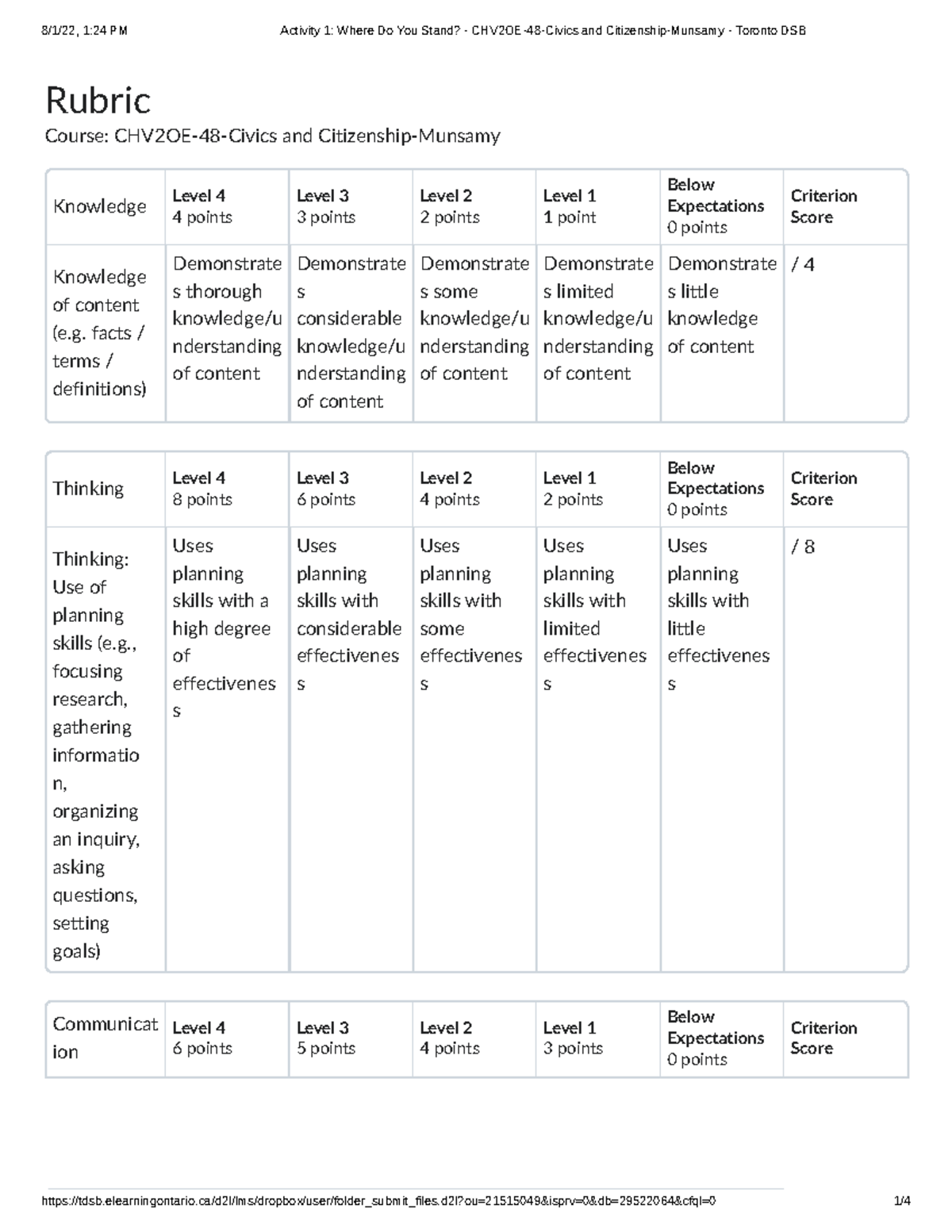 Activity 1 Where Do You Stand - CHV2O E-48-Civics and Citizenship ...