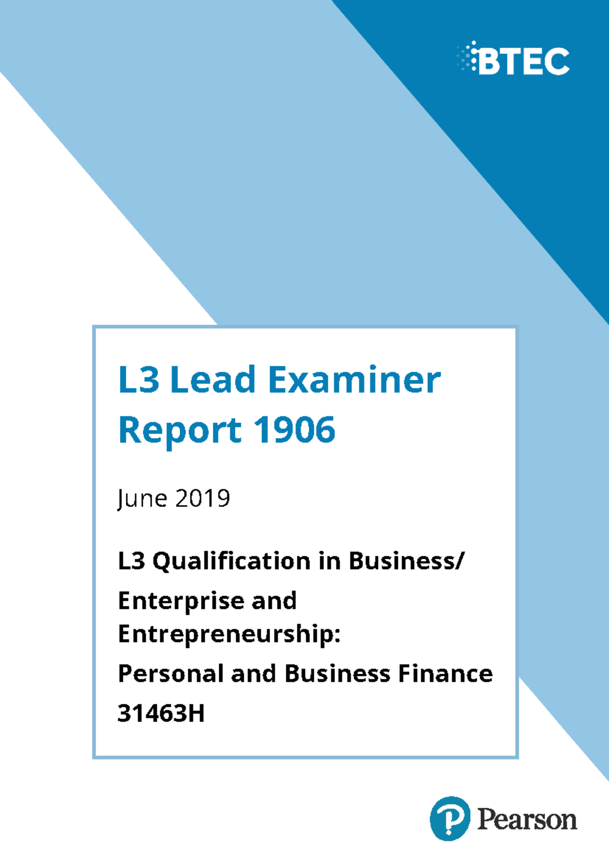 2019 June - Examiner Report - BTEC L3 - Unit 3 - L3 Lead Examiner ...