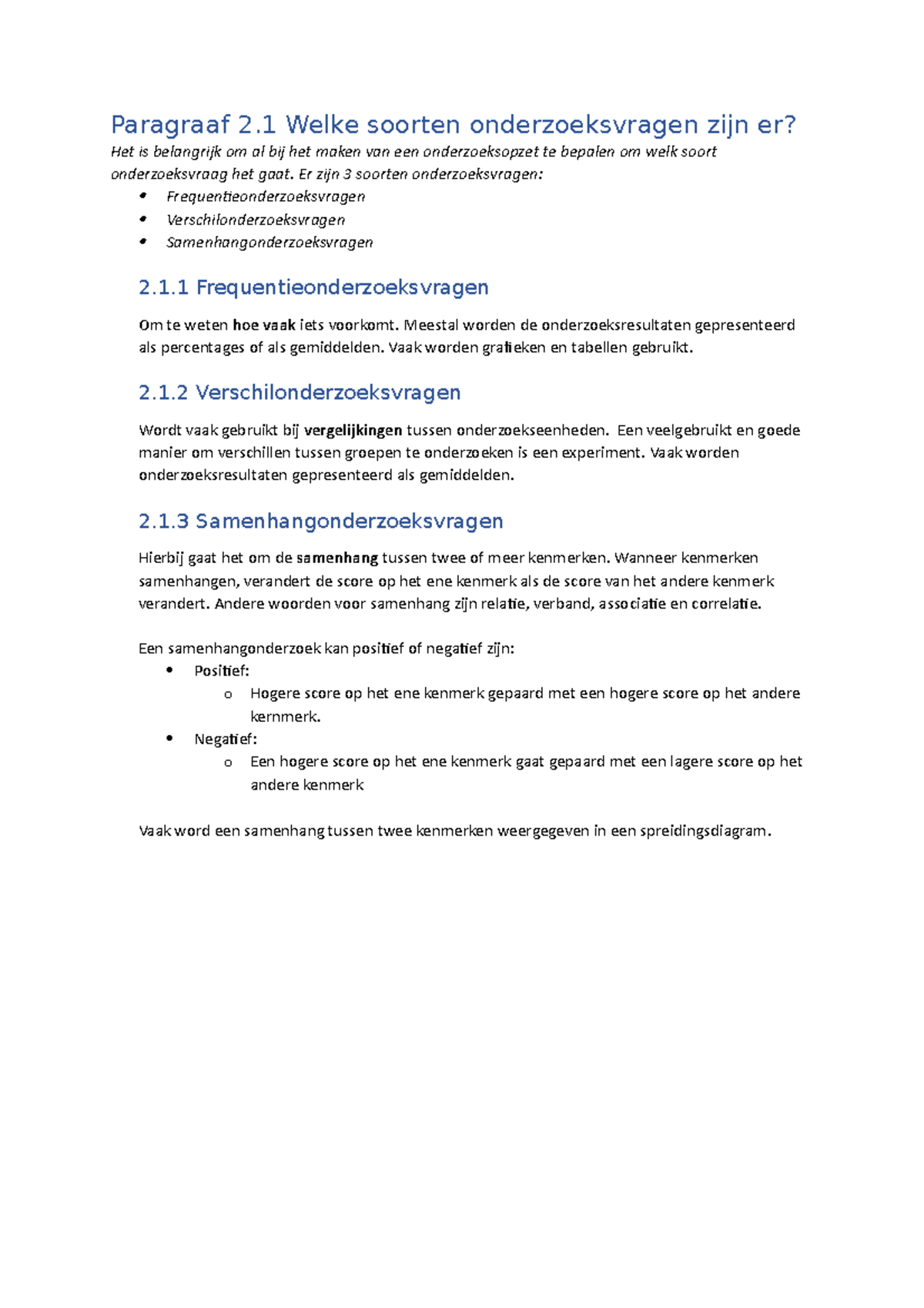Research Methods - Paragraaf 2 Welke soorten onderzoeksvragen zijn er ...