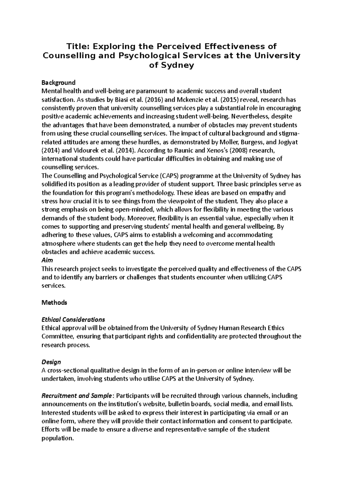 FMHU2000 Proposal - Title: Exploring the Perceived Effectiveness of ...