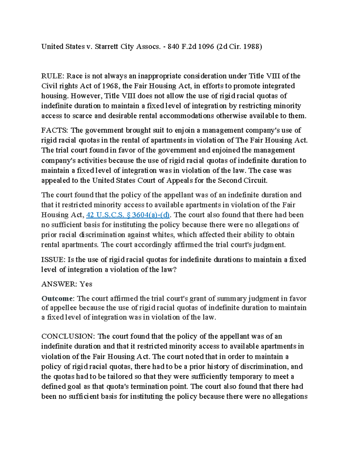 Property assignments and leases - United States v. Starrett City Assocs ...