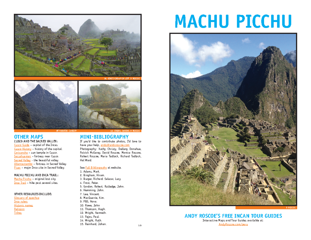 Machu Picchu-print - Una bella guida - MINI-BIBLIOGRAPHY If you’d like ...