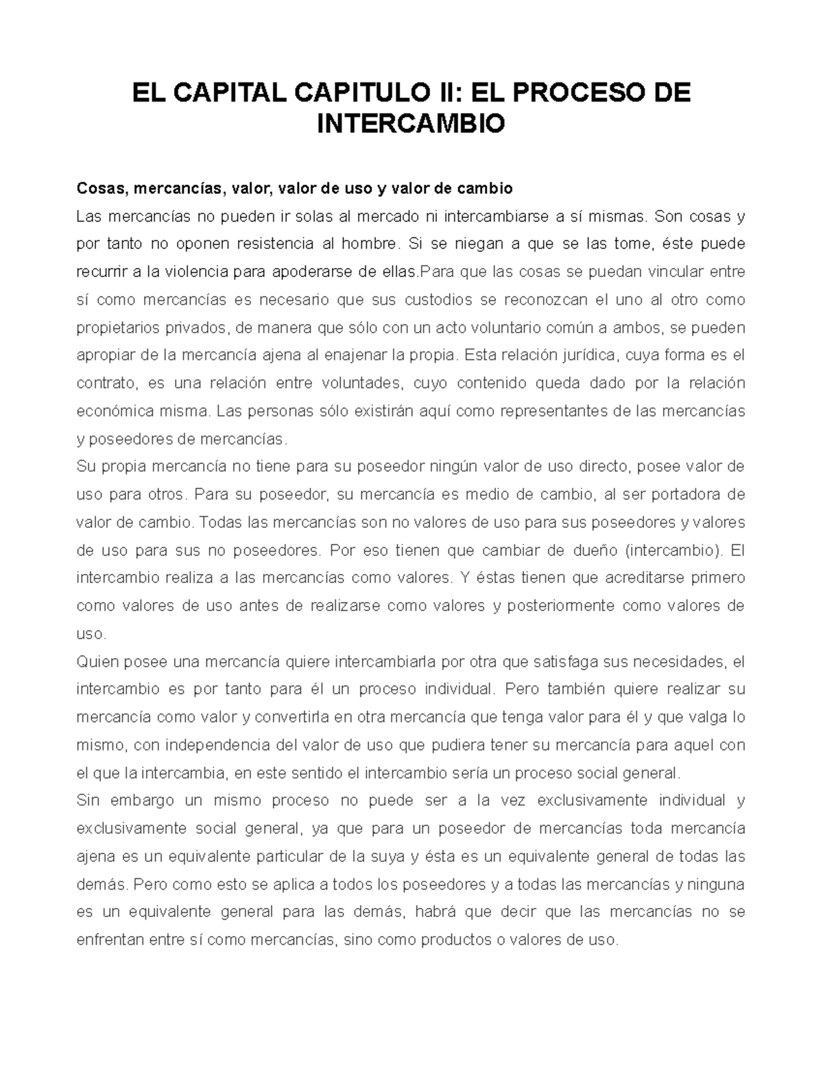 EL Capital Capitulo II - EL CAPITAL CAPITULO II: EL PROCESO DE ...