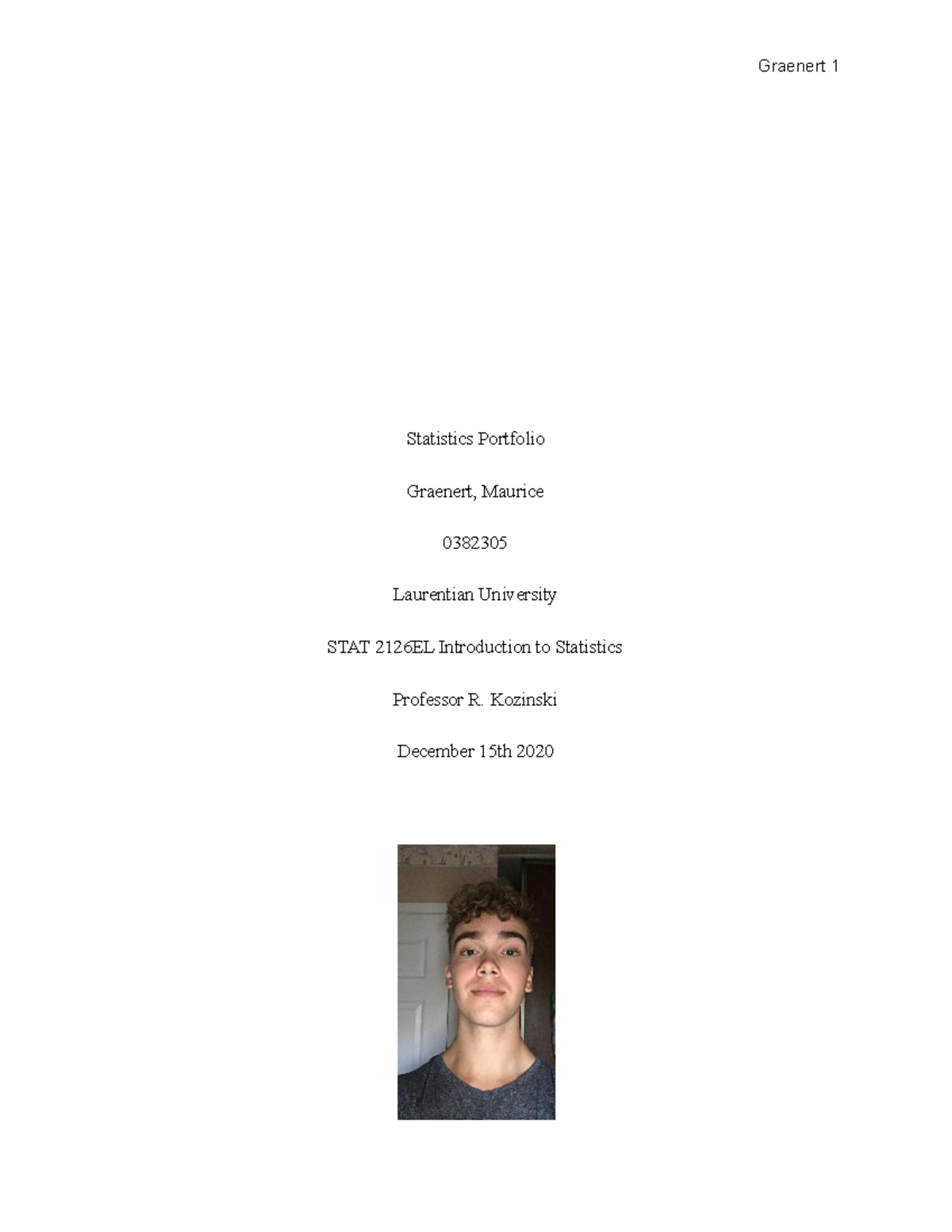 Statistics Portfolio-Maurice Graenert - Statistics Portfolio Graenert ...