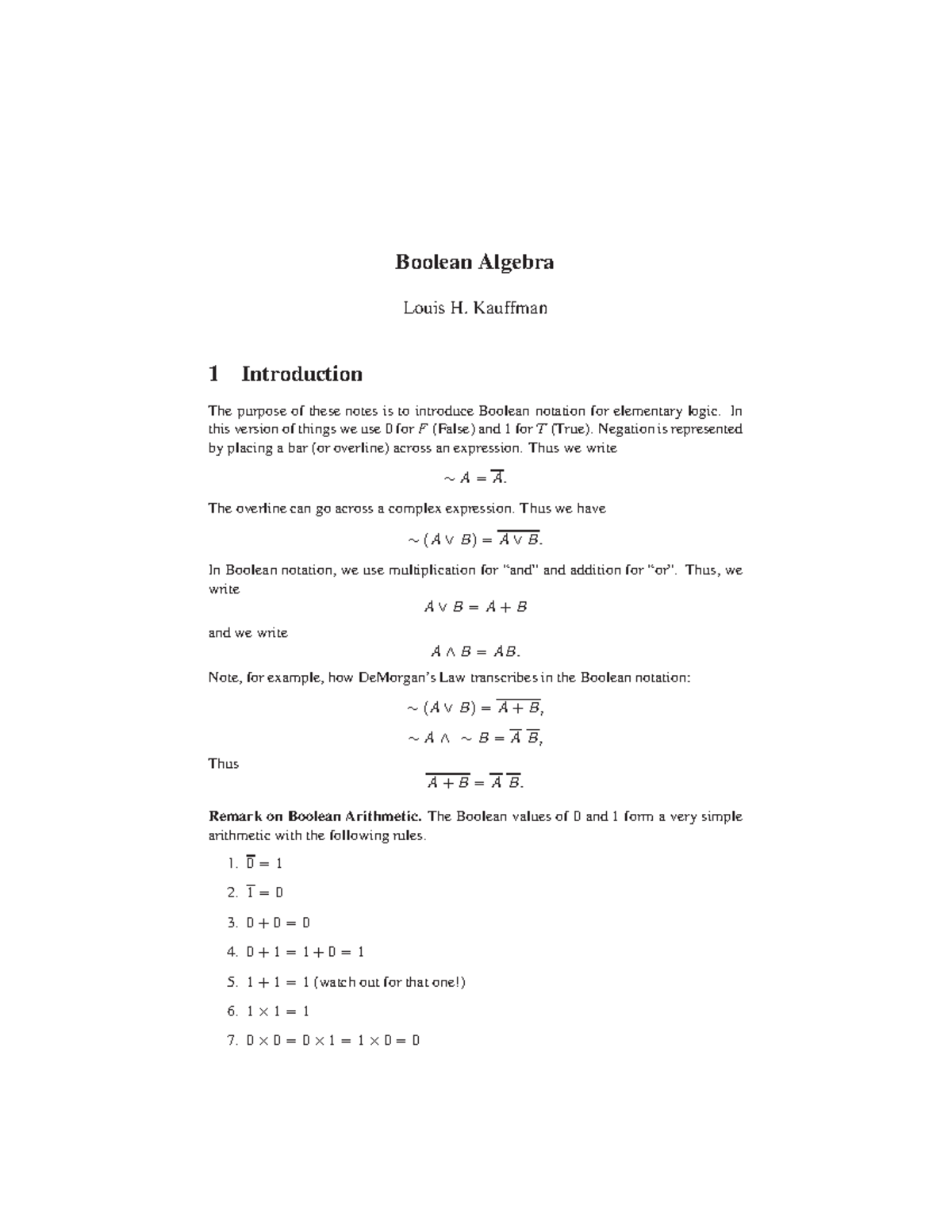 Boolean Alg material notes with theory and problems from text - Boolean ...