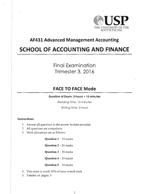 AF201 Discussion Form - LECTURE MATERIAL - Balanced Scorecard The ...
