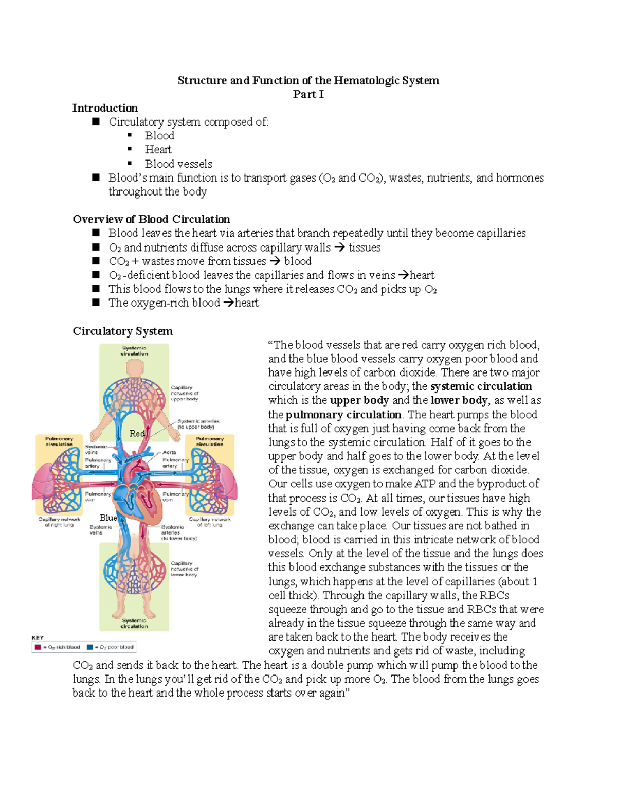 Lecture 1 - Structure and Function of the Hematologic System Part I ...