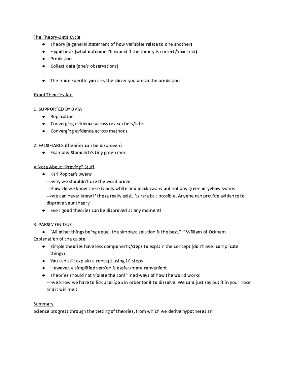 H Umbehv 3MD3 Lecture #4 - The Theory-Data Cycle Theory (a general statement of how variables ...