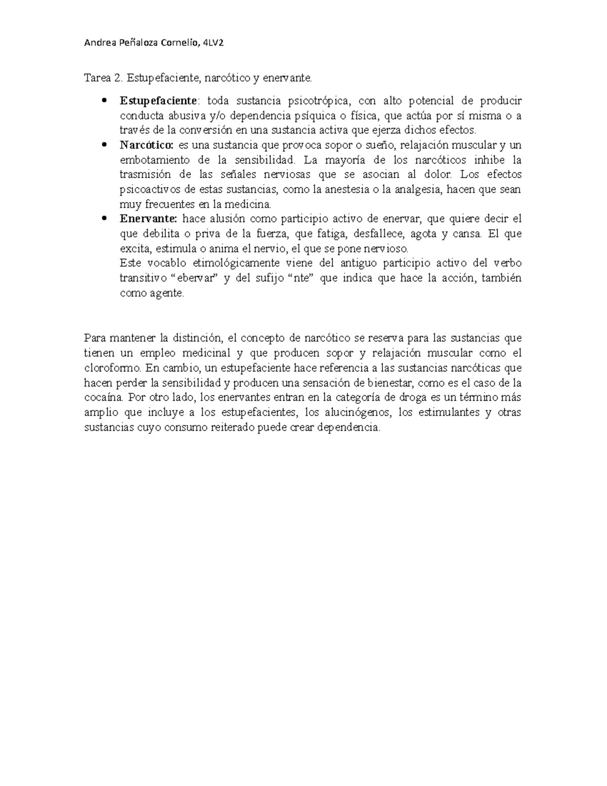 Tarea 2 ,estupefaciente, narcotico, y enervante - Andrea Peñaloza ...