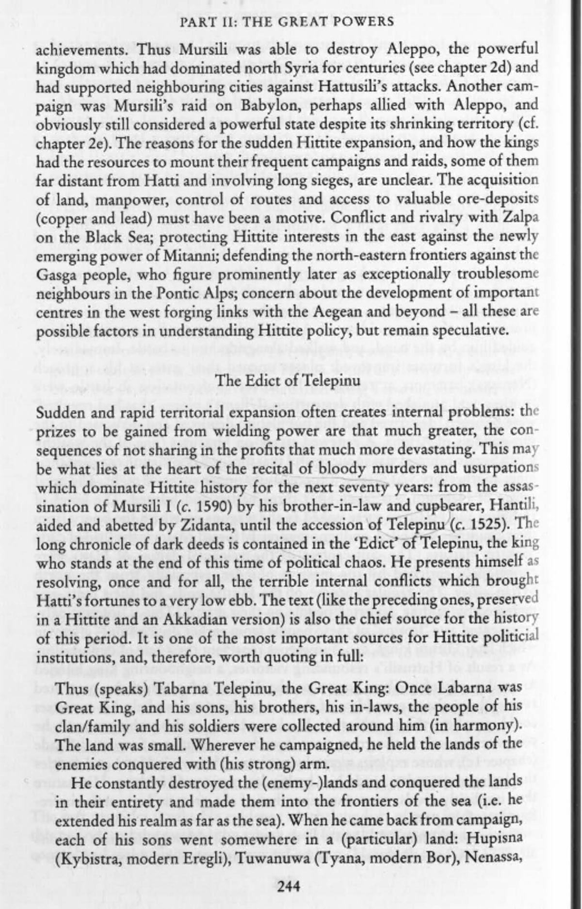 Discussion 3 - The Edict of Telepinu - PART II: THE GREAT POWERS ...