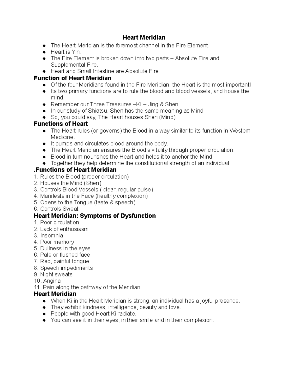 Eastern Lecture 18 - Heart Meridian - Heart Meridian The Heart Meridian ...