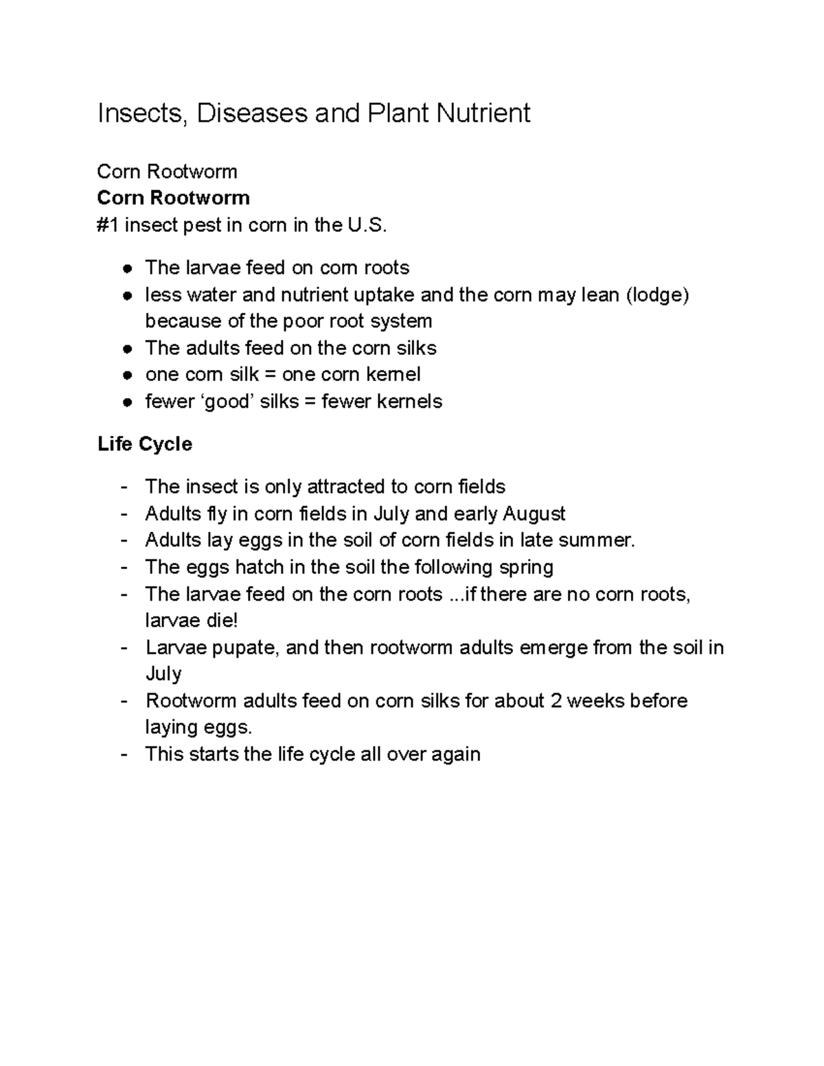 Insects, Diseases and Plant Nutrient - The larvae feed on corn roots ...