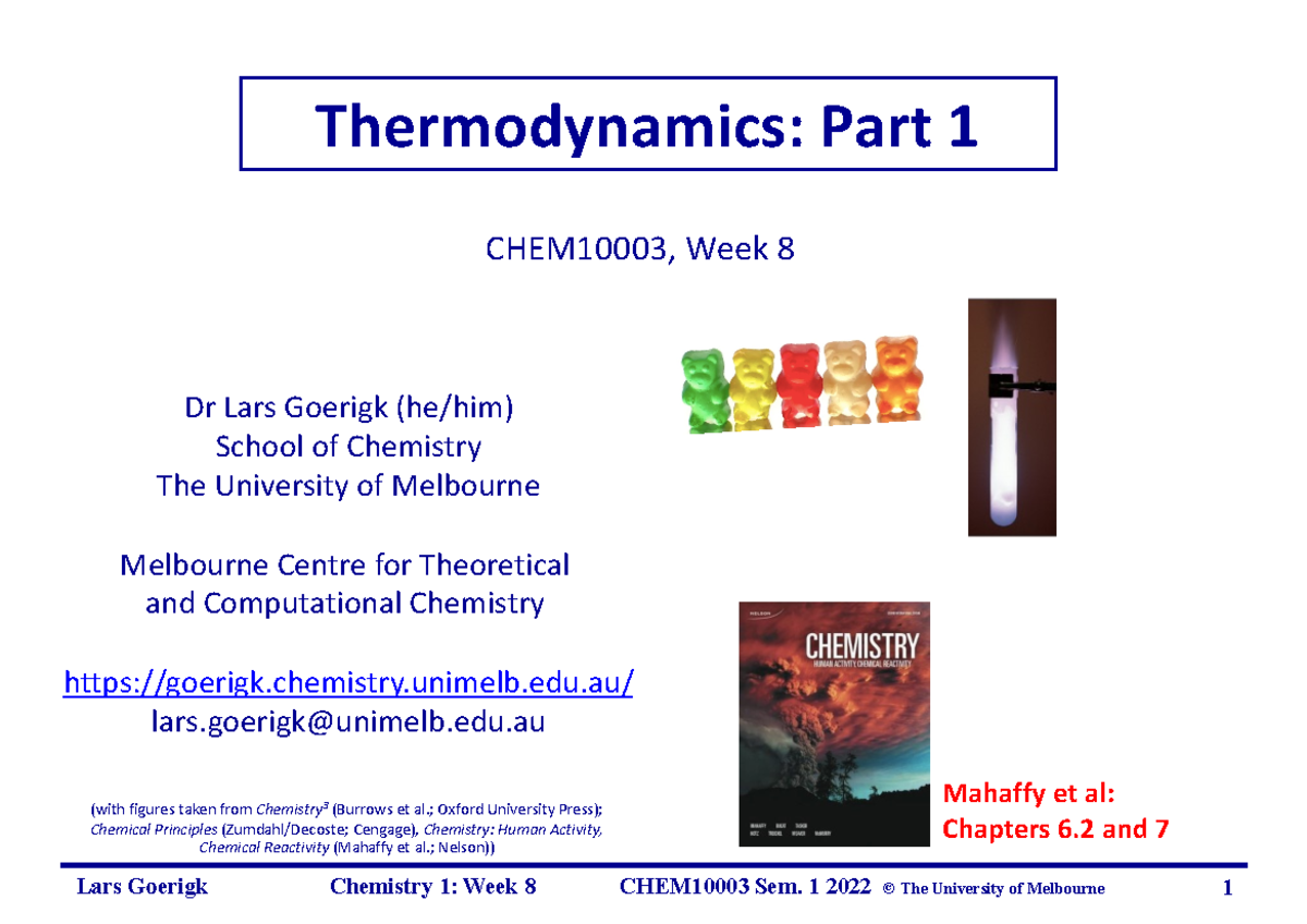 Thermodynamics 1 Week8 CHEM10003 Sem1 2022 Canvas-3 - Thermodynamics ...