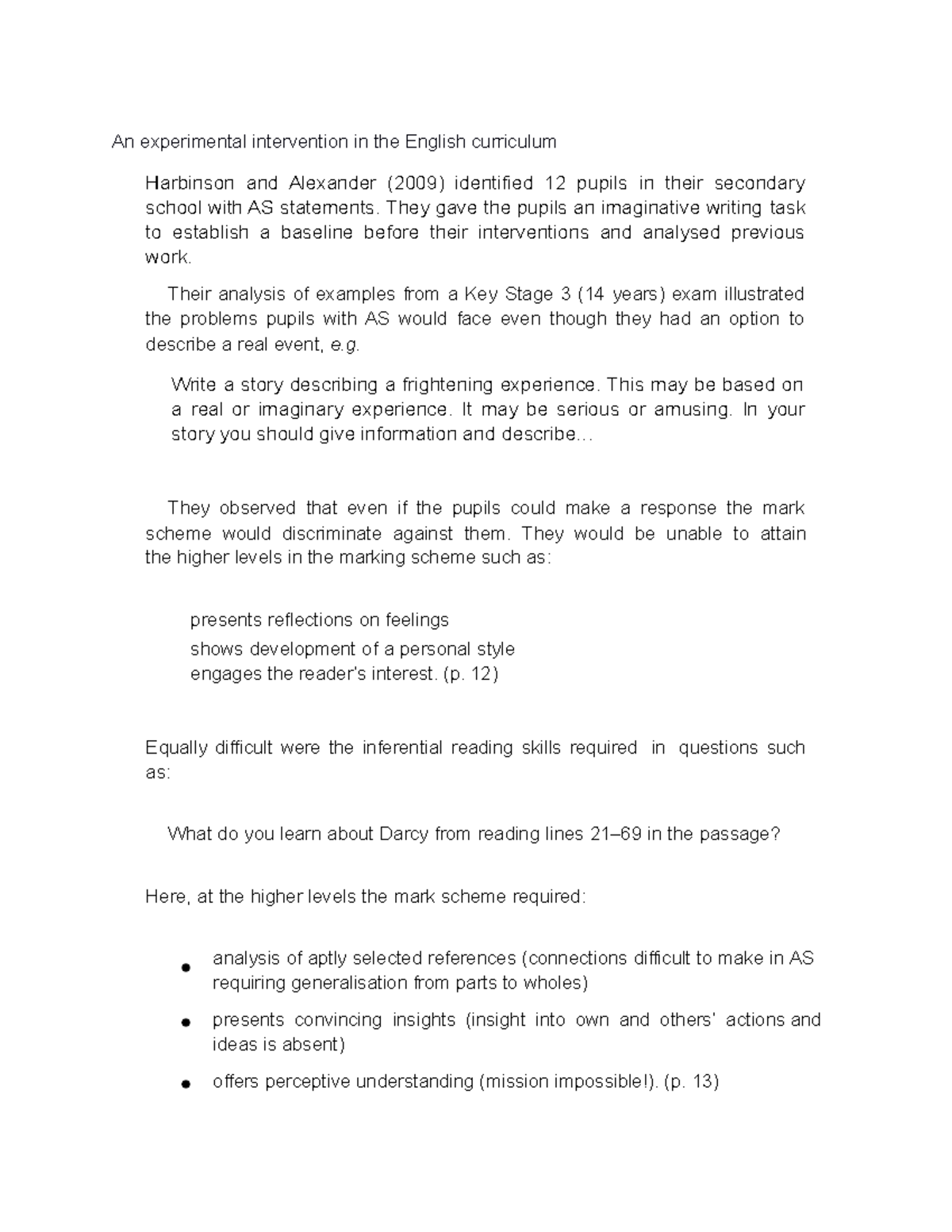 An experimental intervention in the English curriculum - They gave the ...