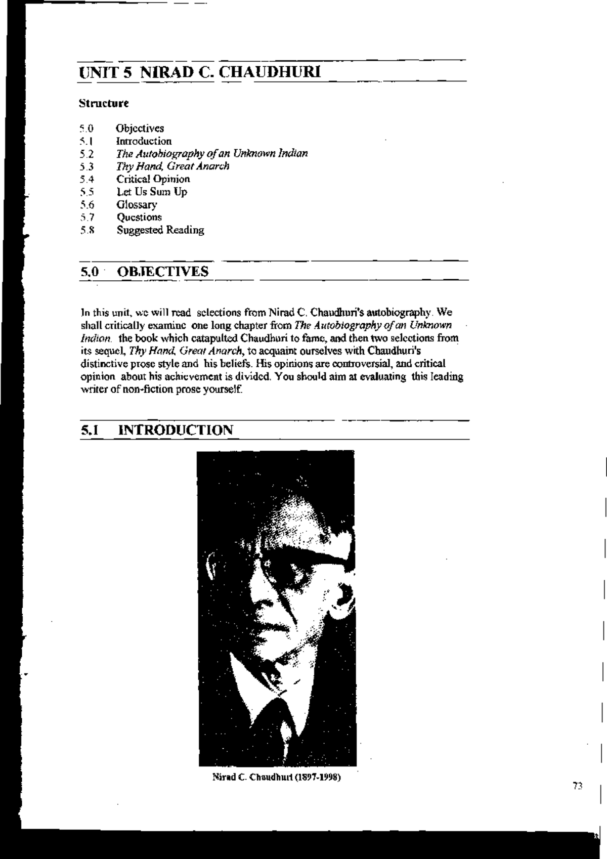Unit-5 - It's lecture notes - UNIT 5 NIRAD C. CHAUDHURI Structure ...