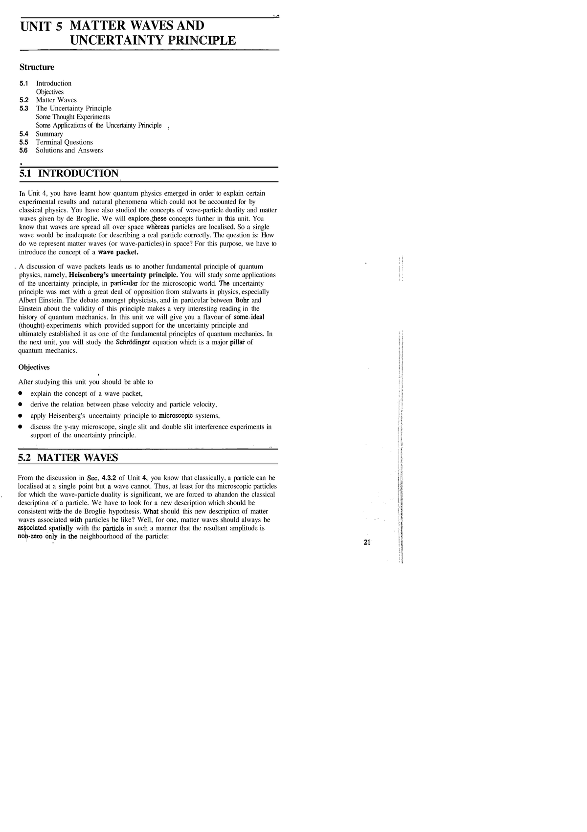 Unit-5(complete) - Lucture notes - UNIT 5 MATTER WAVES AND UNCERTAINTY ...
