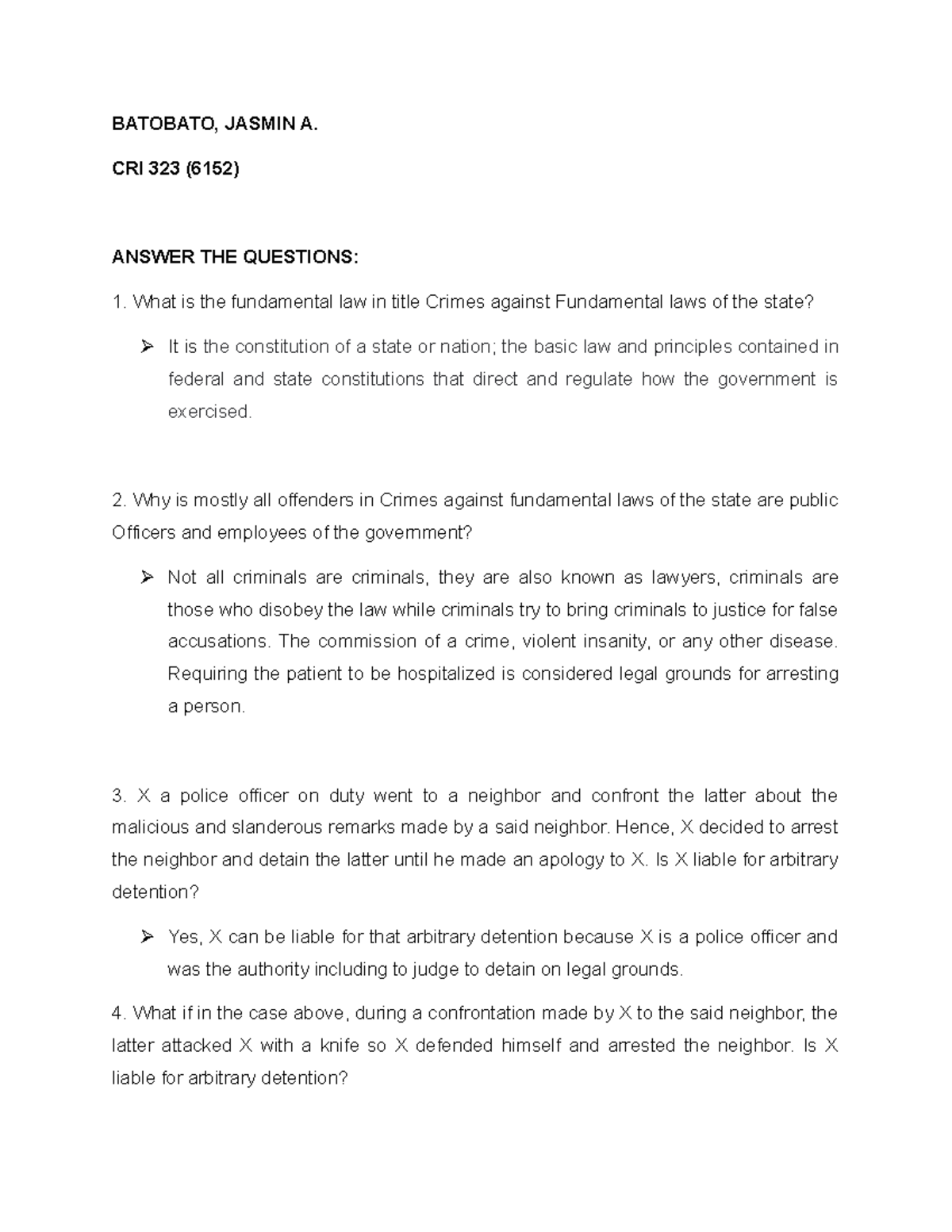 CRI323 (6152- Lesson 5 Questions - BATOBATO, JASMIN A. CRI 323 (6152 ...