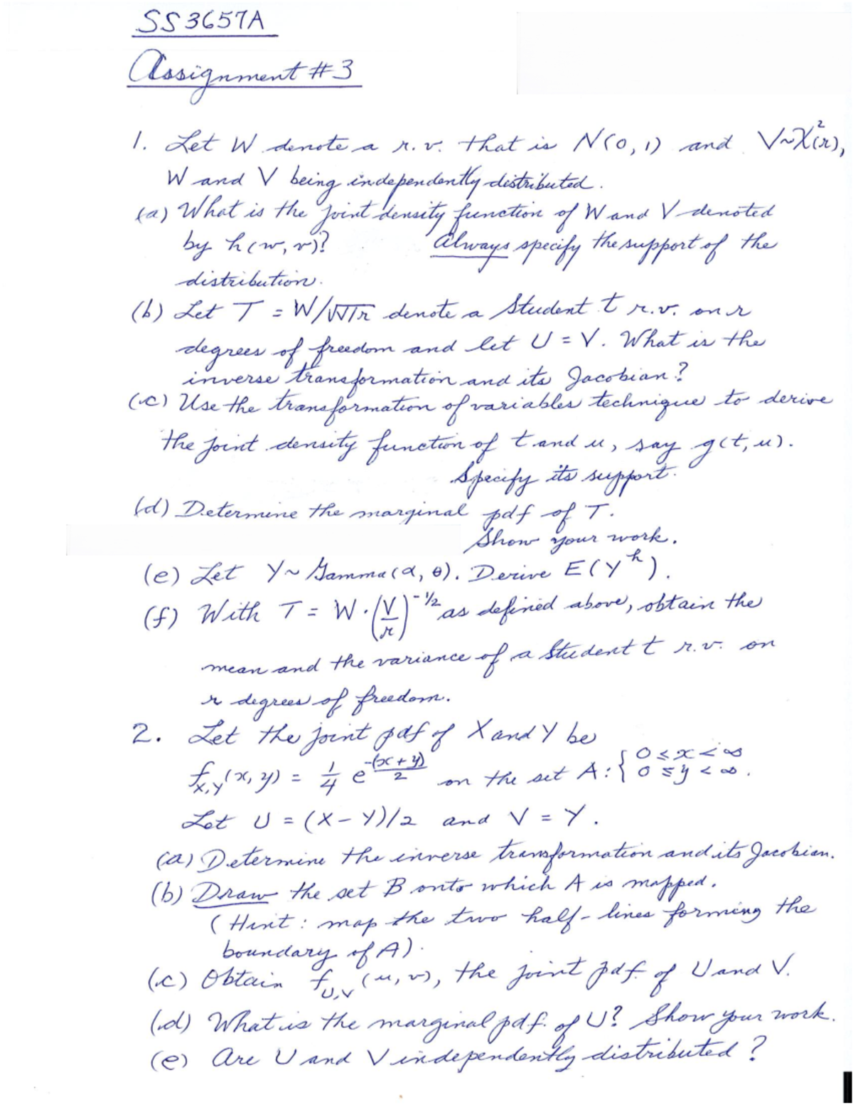 Stats 3657-Assignment-3 - Let W Denoke & r . that is NC0, 1 and VeYars ...