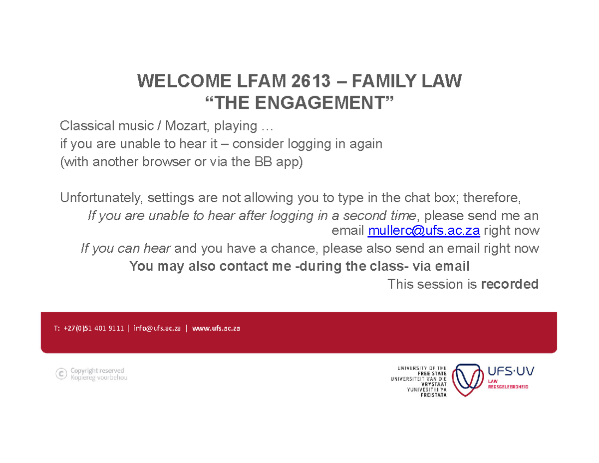 LFAM2613 Lecture 3 PDF - Yebo - T: +27(0)51 401 9111 | info@ufs.ac ...