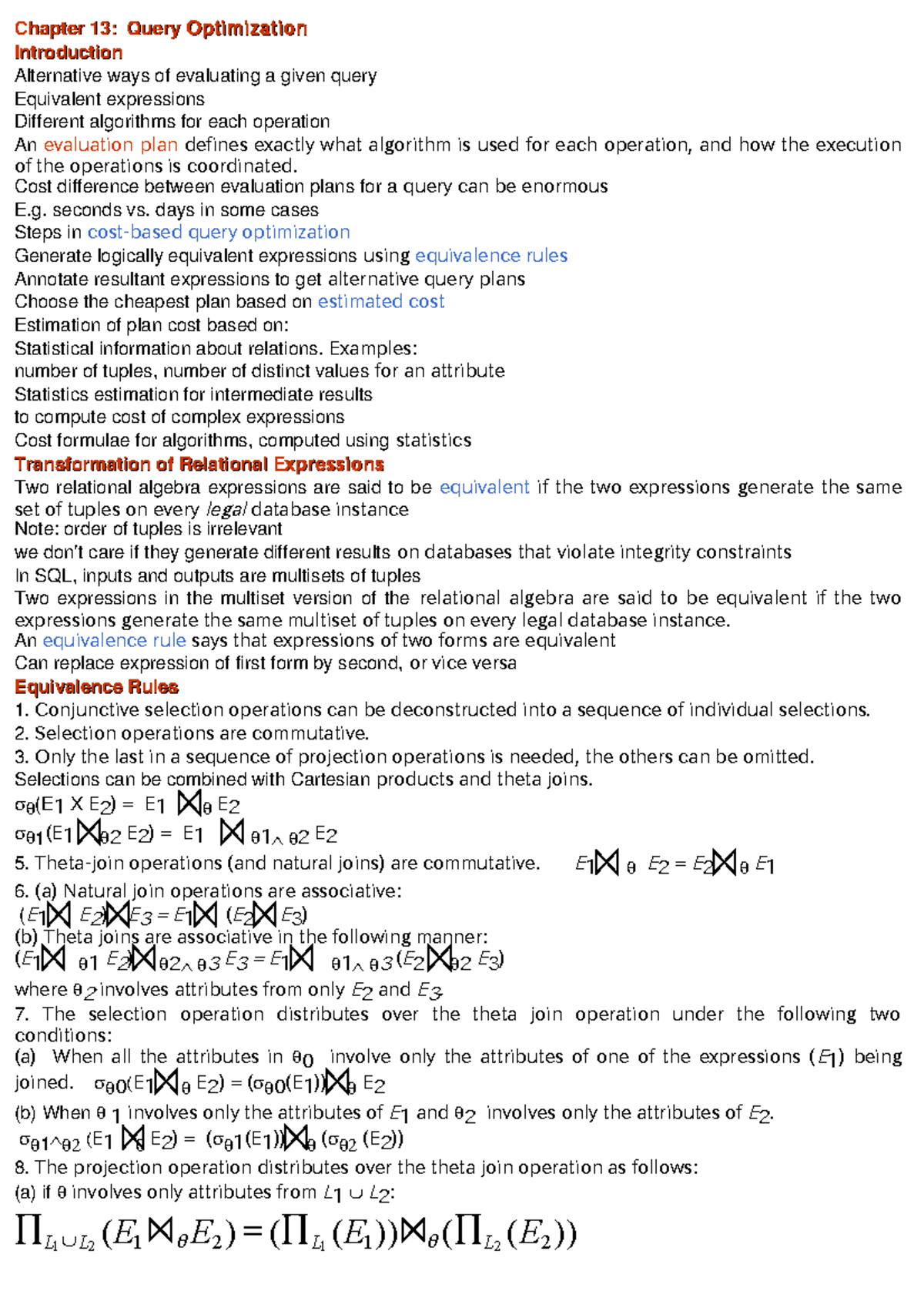 Ch13 - physic comuter - Chapter 13: Query Chapter 13: Query OOppttiimmiizzaattiioonn - Studocu