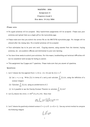MAT3705 - Unisa - Complex Analysis - Studocu