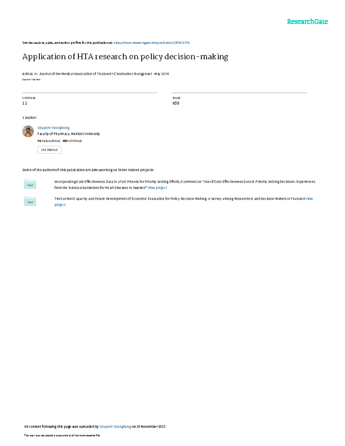 Application of HTA research on policy decision-mak - See discussions ...