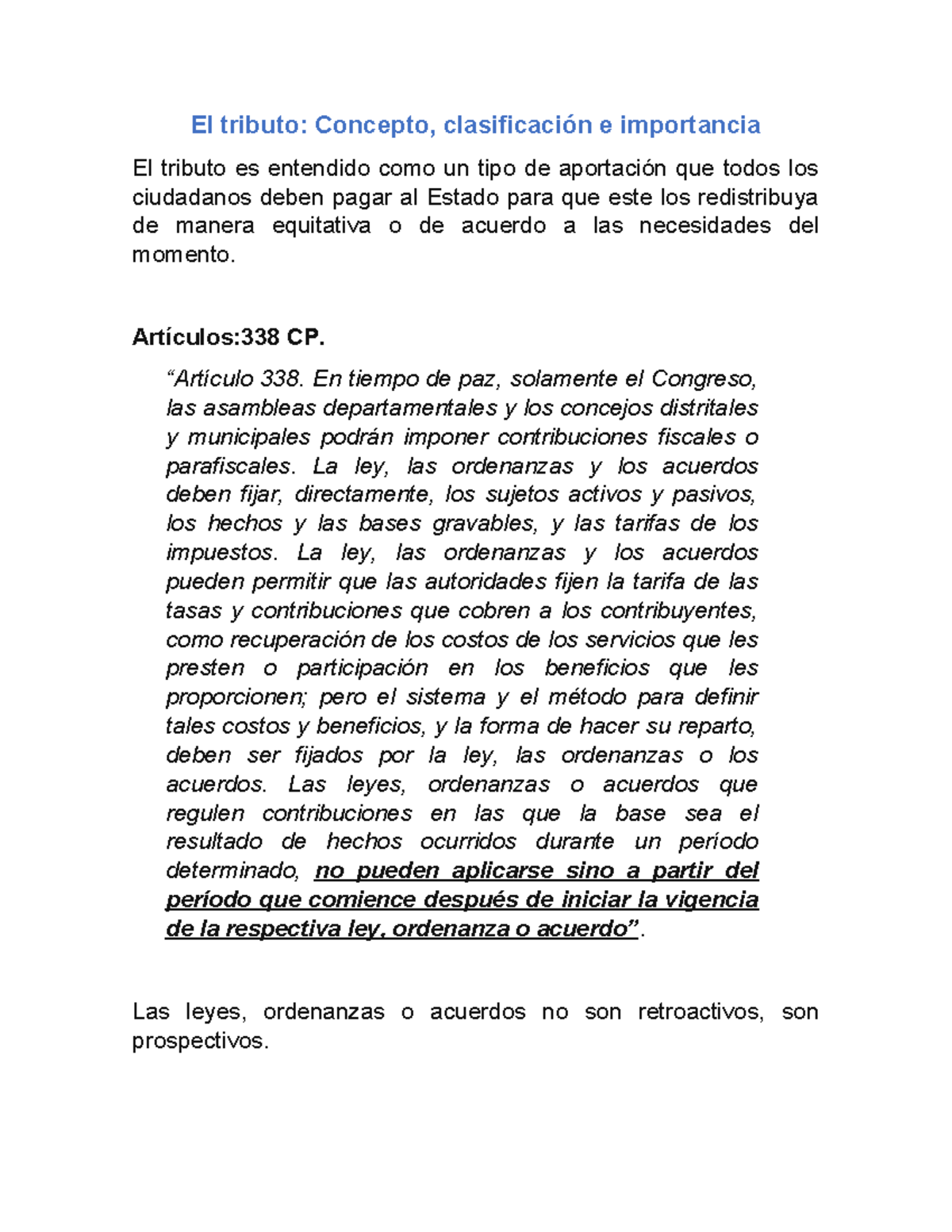 1 Clasificacion DE LOS Tributos - El tributo: Concepto, clasificación e ...