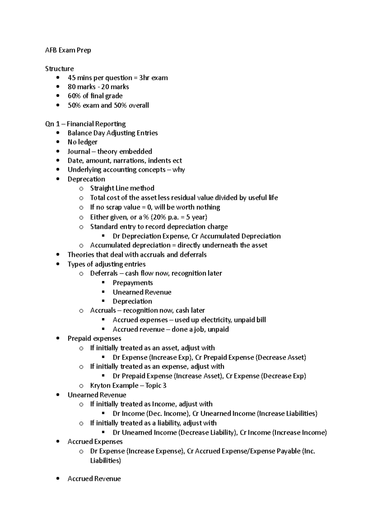 AFB Exam Prep - Exam structure prep with examples of expected - StuDocu