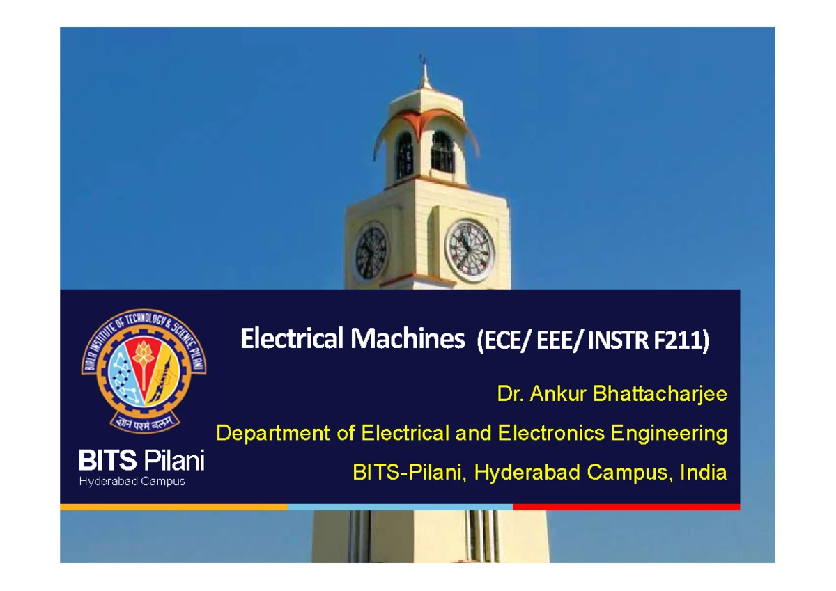 Electrical Machines Lec-1 AB 07 - BITS Pilani Hyderabad Campus ...